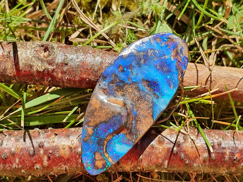 37mm Custom Cut Boulder Opal Blue Fire 37 by 17 by 6mm 30ct | Etsy