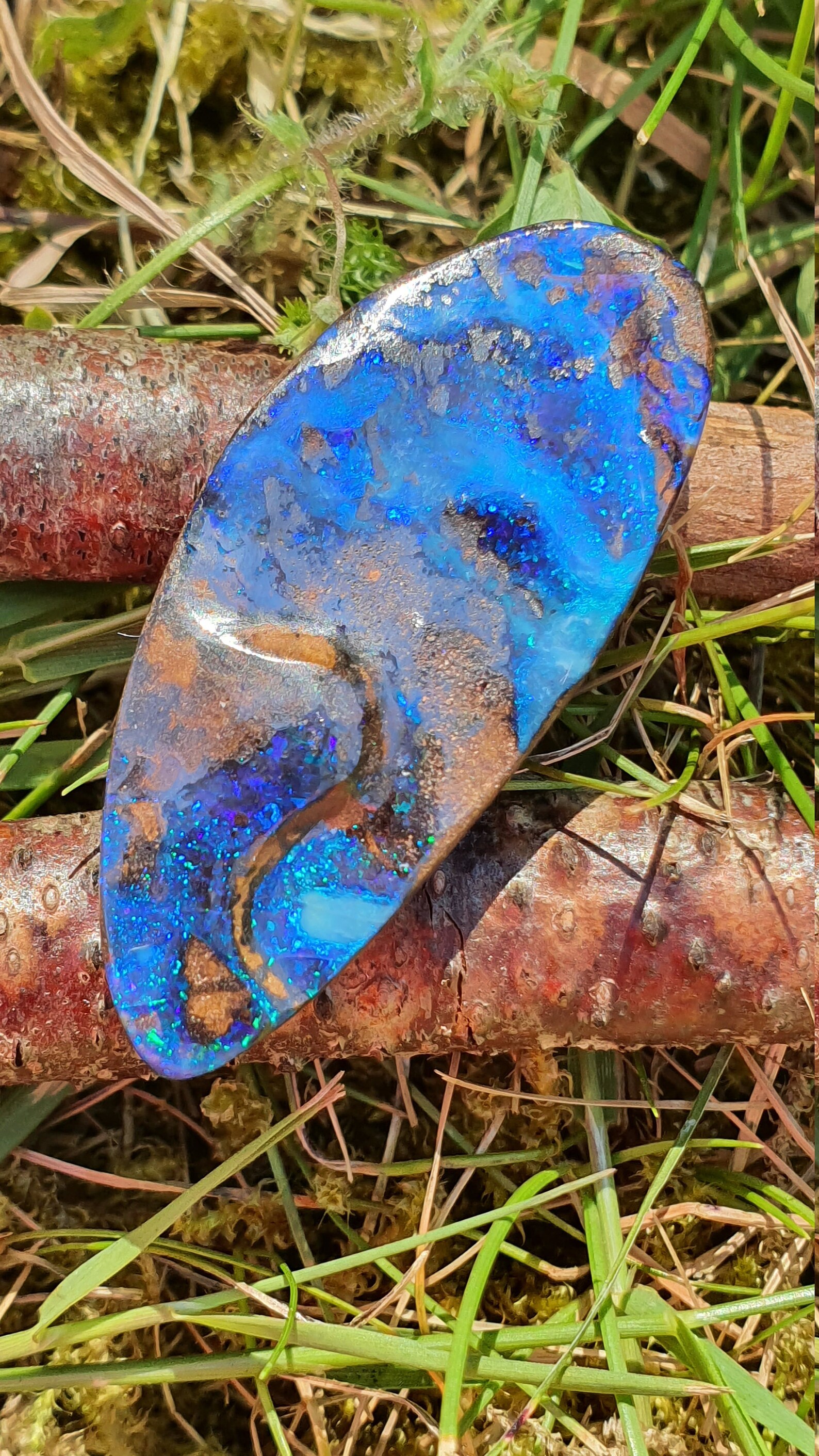 37mm Custom Cut Boulder Opal Blue Fire 37 by 17 by 6mm 30ct | Etsy