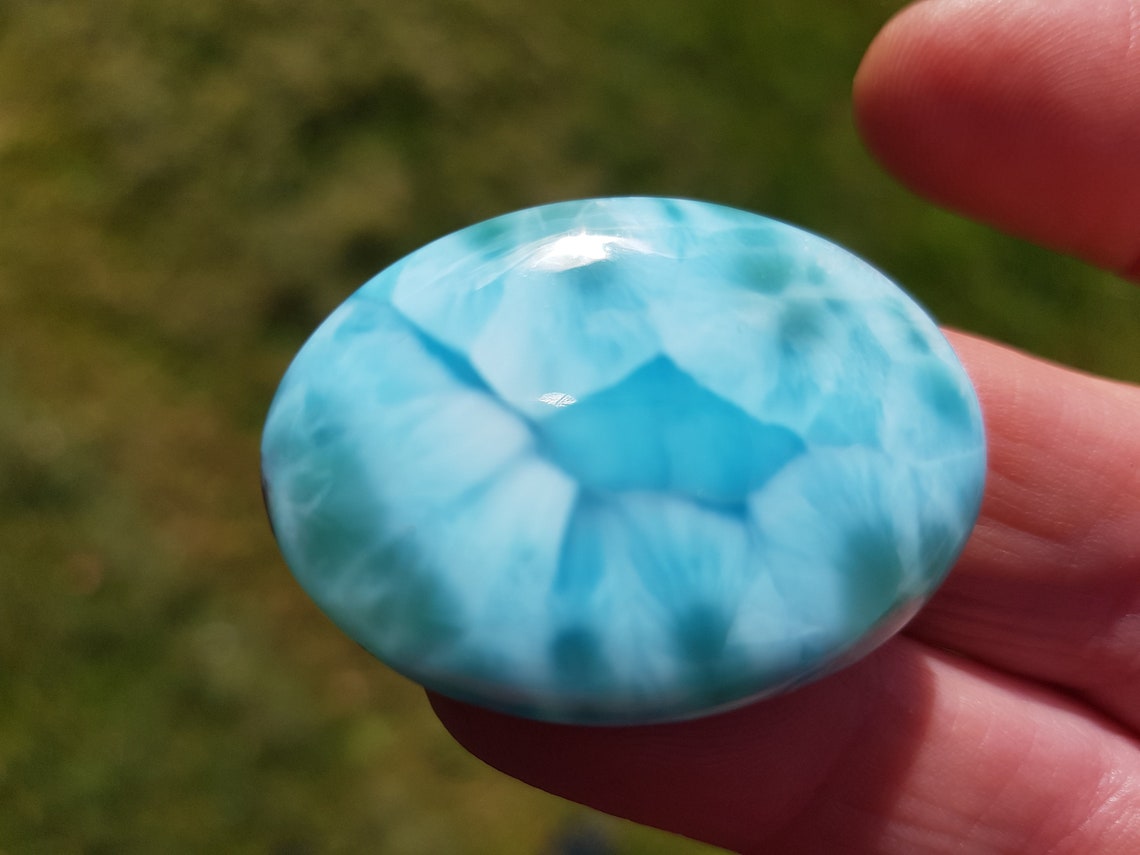 35mm Larimar cabochon drop pear shape deep blue and green | Etsy