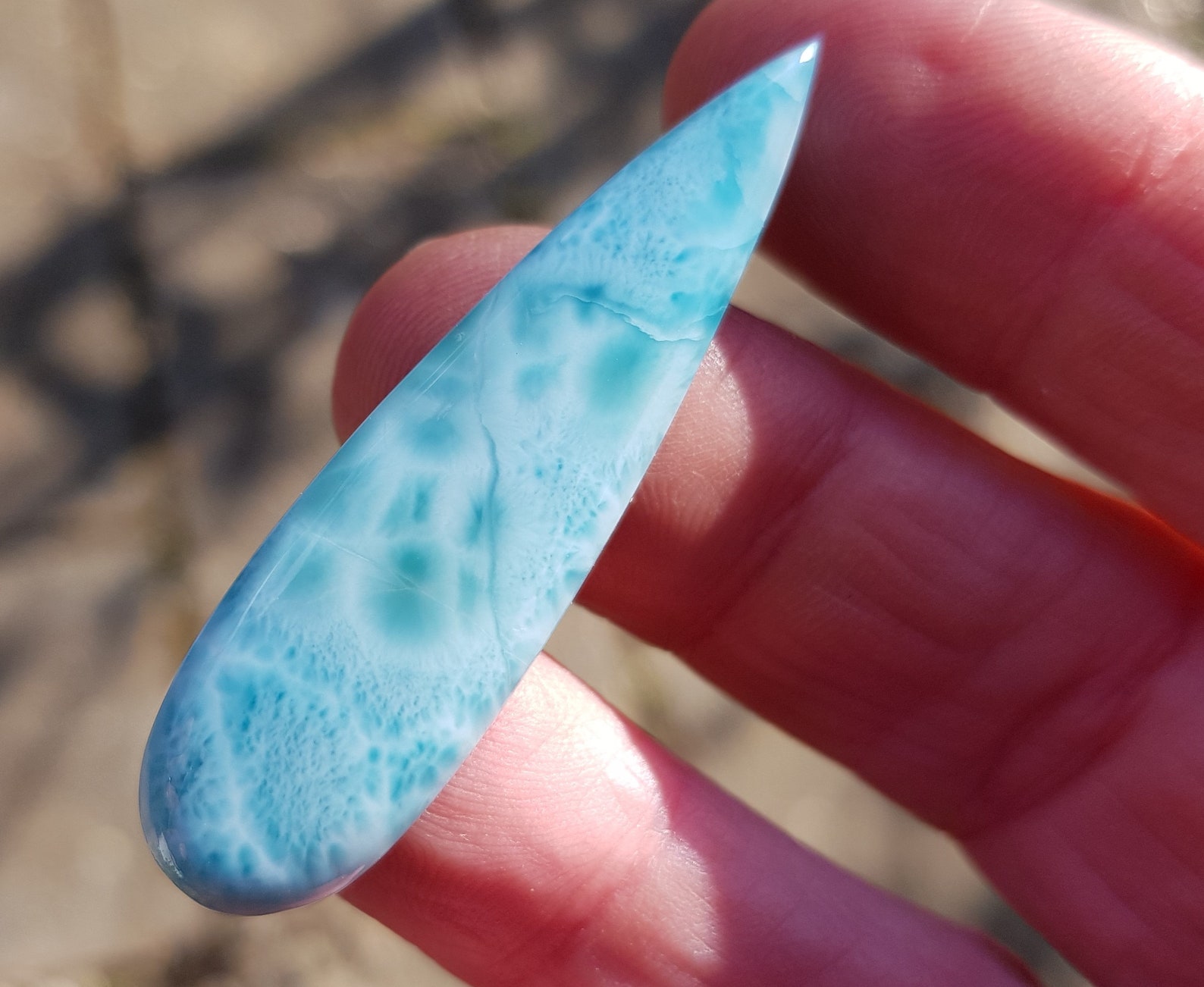 48mm Larimar cabochon arrow drop shape deep blue untreated 48 | Etsy