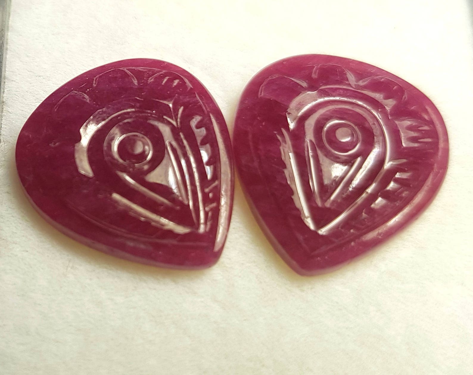15.5mm Ruby Pair Heart Shape Carved Gemstones 15.2ct 15.5 by | Etsy