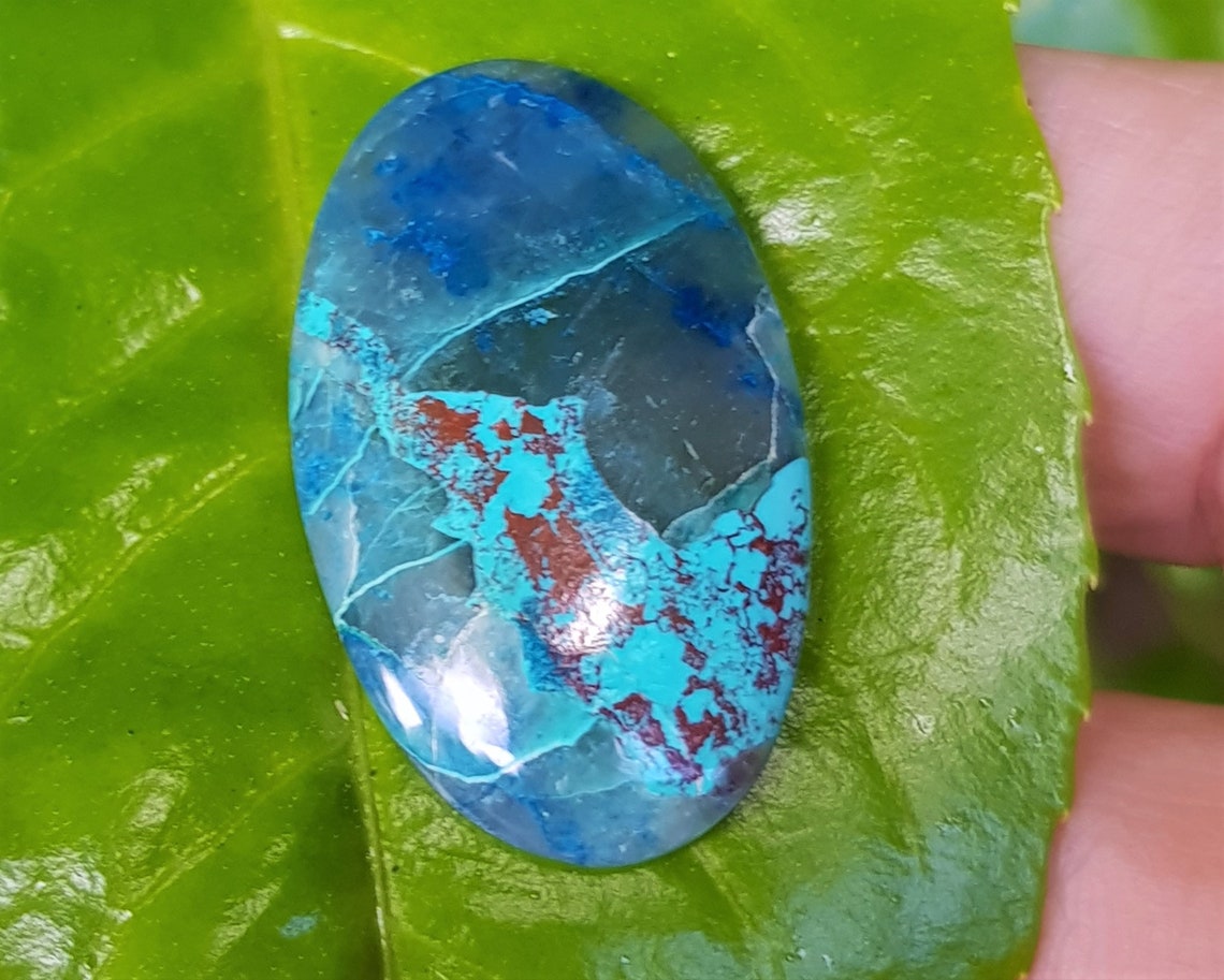 30mm Azurite Chrysocolla Cuprite oval shape cabochon blue | Etsy
