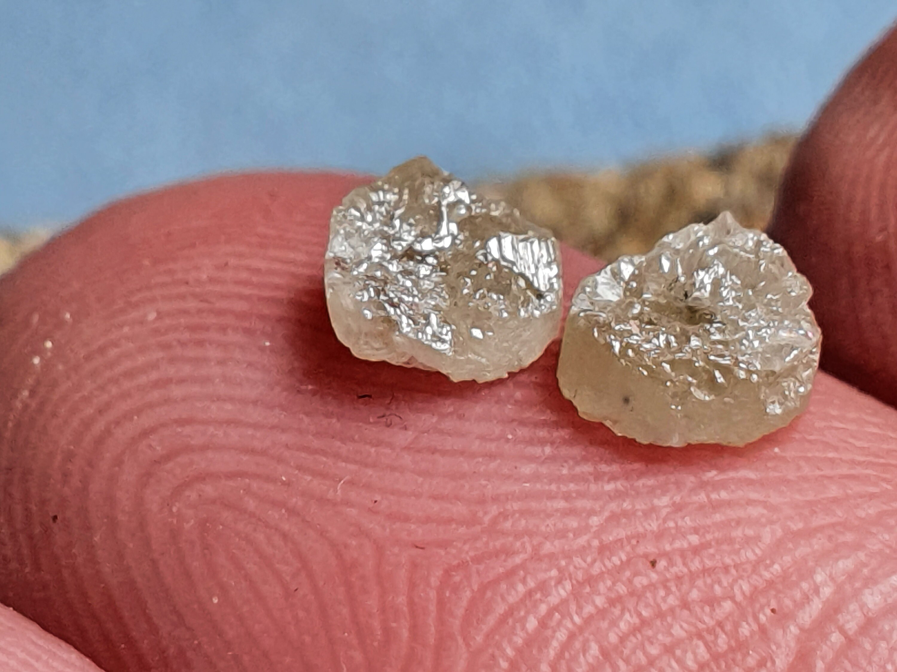 4.3mm 0.8ct White Ivory Druzy Raw Diamond Pair 4.3 by 2.5mm - Etsy UK