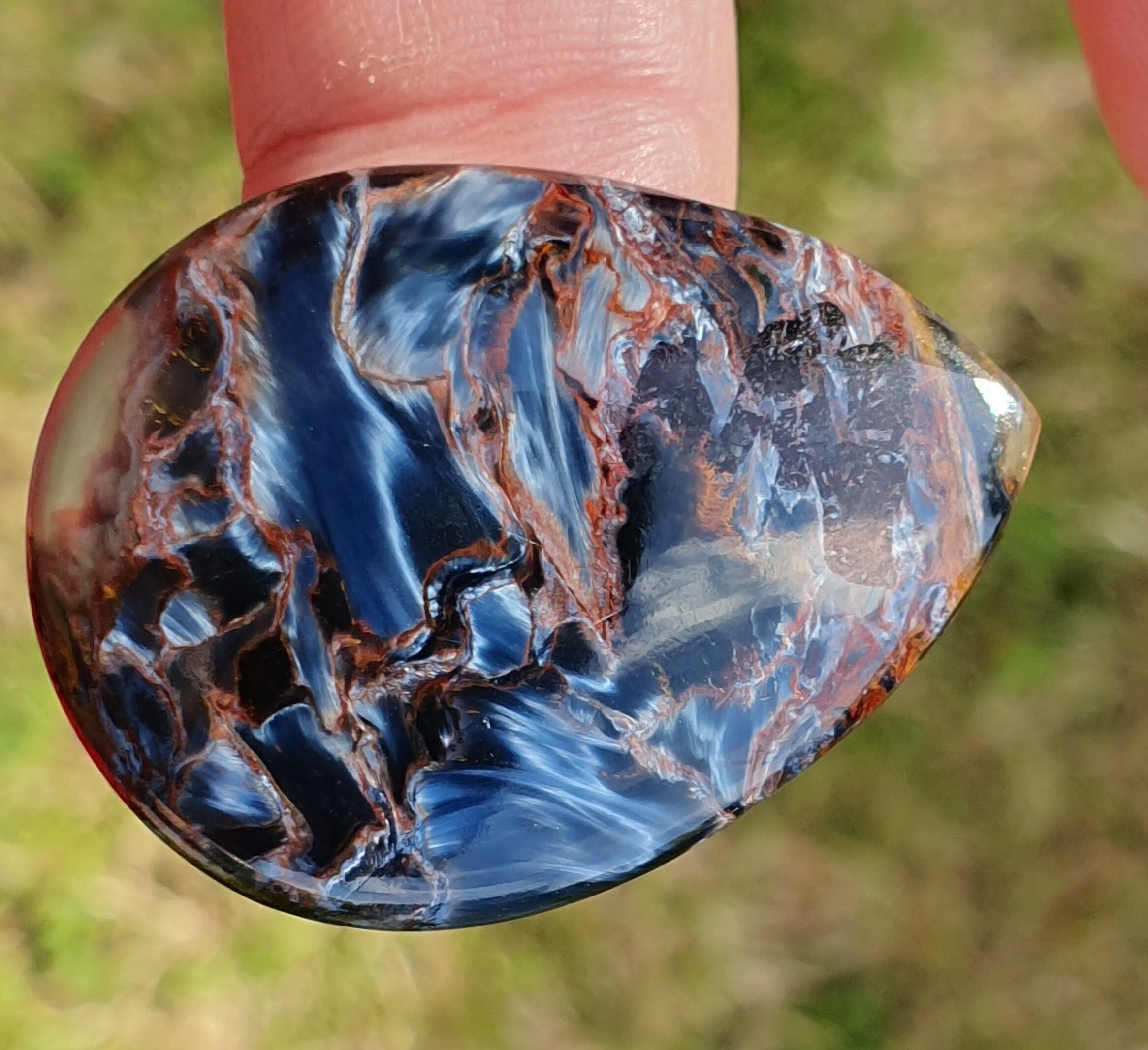 34mm Pietersite Red Blue Drop Pear Cabochon 34 by 26 by 4mm | Etsy