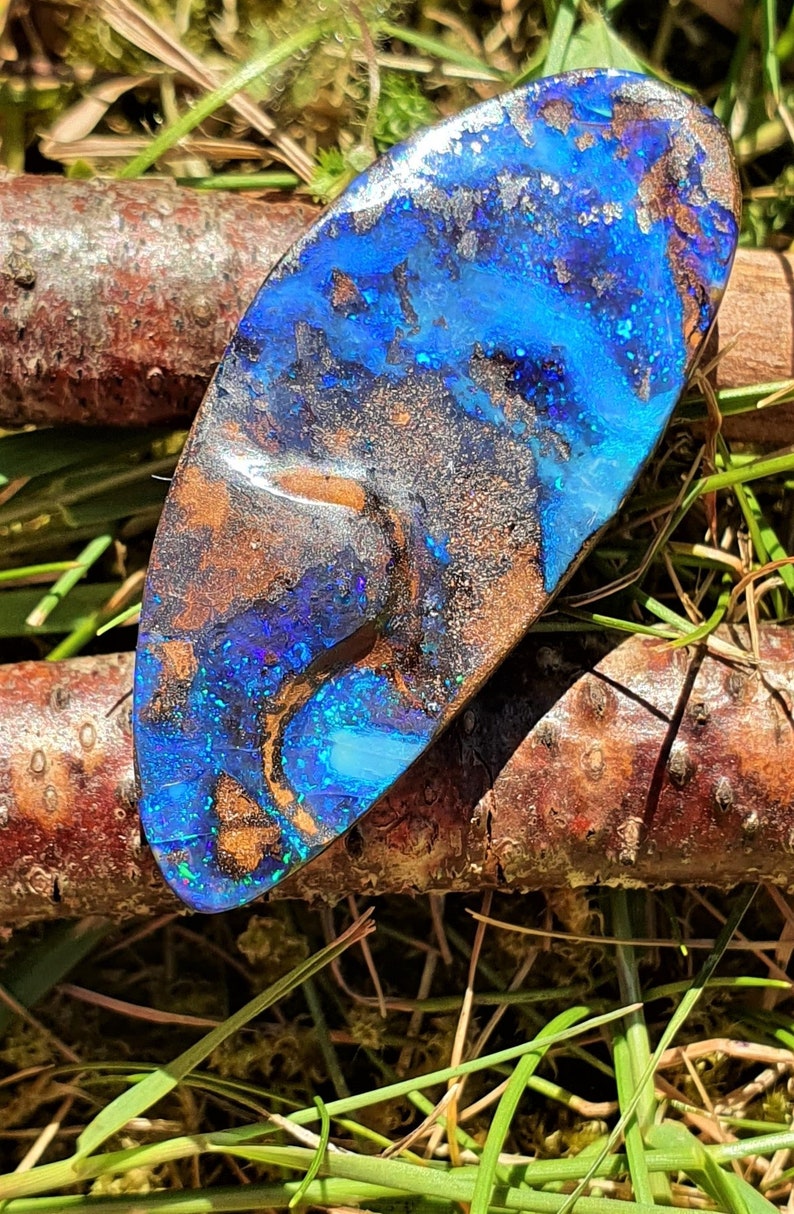 37mm Custom Cut Boulder Opal Blue Fire 37 by 17 by 6mm 30ct | Etsy
