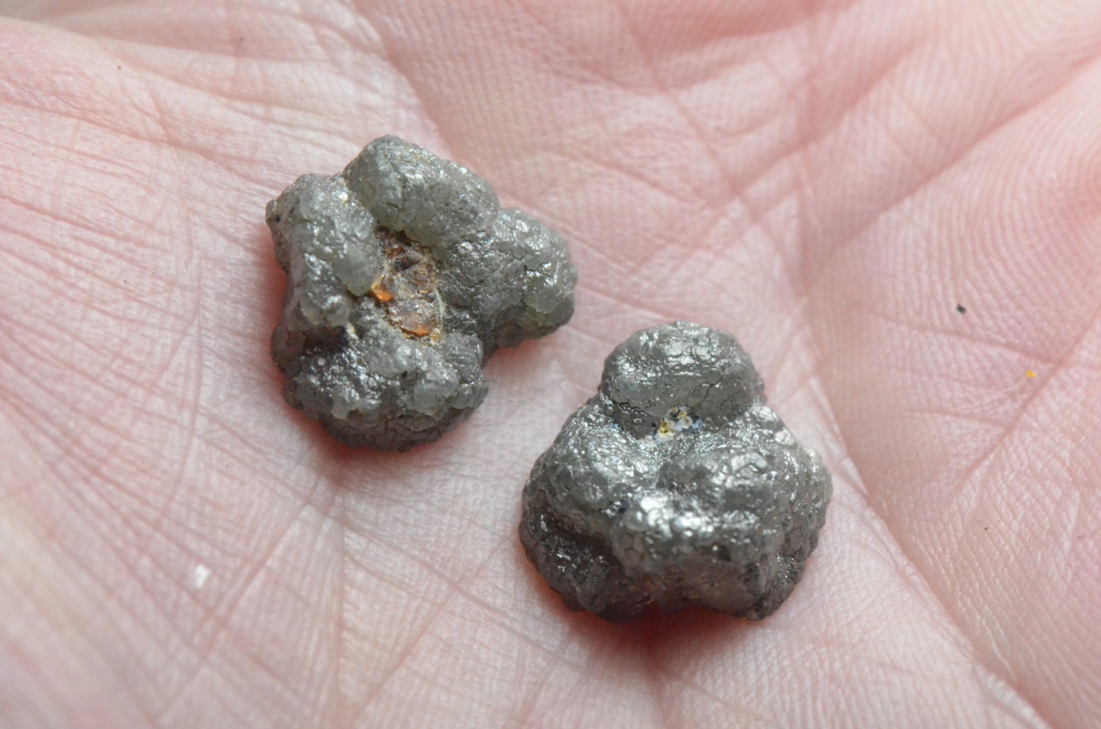 13.53ct 13mm pair of deep grey Rough diamond slices flat | Etsy