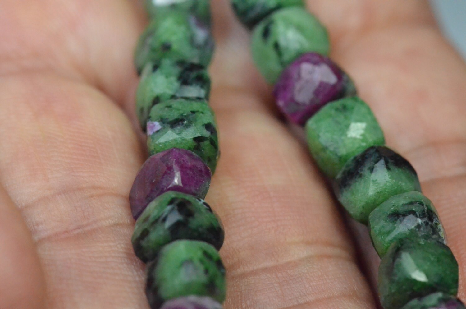 9.5 Inch Line 7.5mm to 7mm Ruby Zoisite AA Box Checker Cut - Etsy