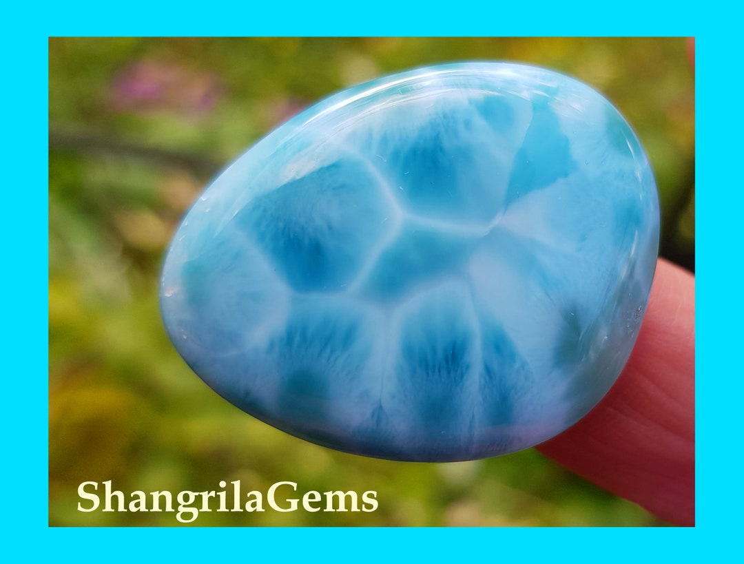34mm Larimar Cabochon Irregular Cut Deep Blue and Green Untreated 34 by ...