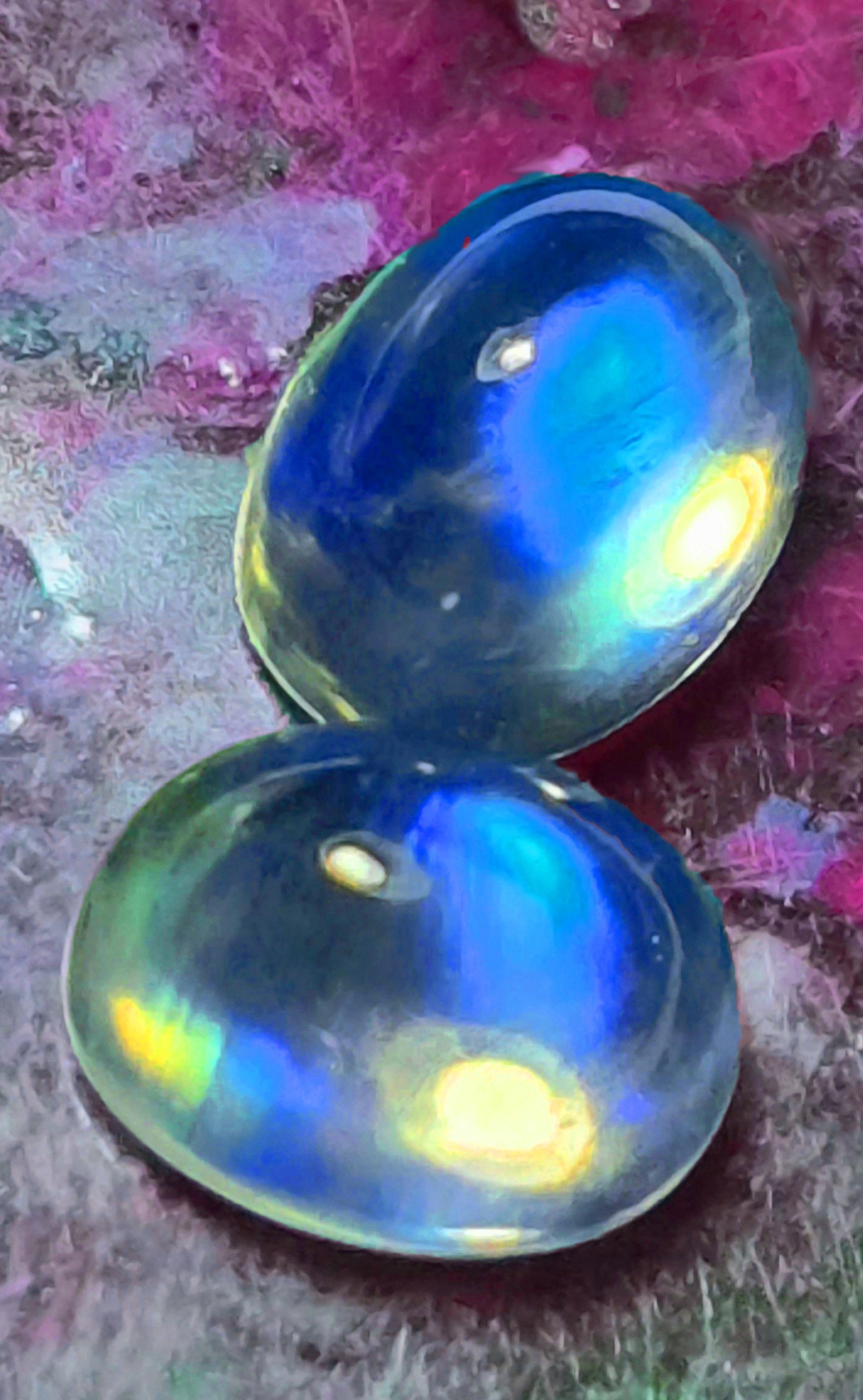 3.4ct 7.8mm AAA Rainbow Moonstone pair cabochon Bihar North | Etsy