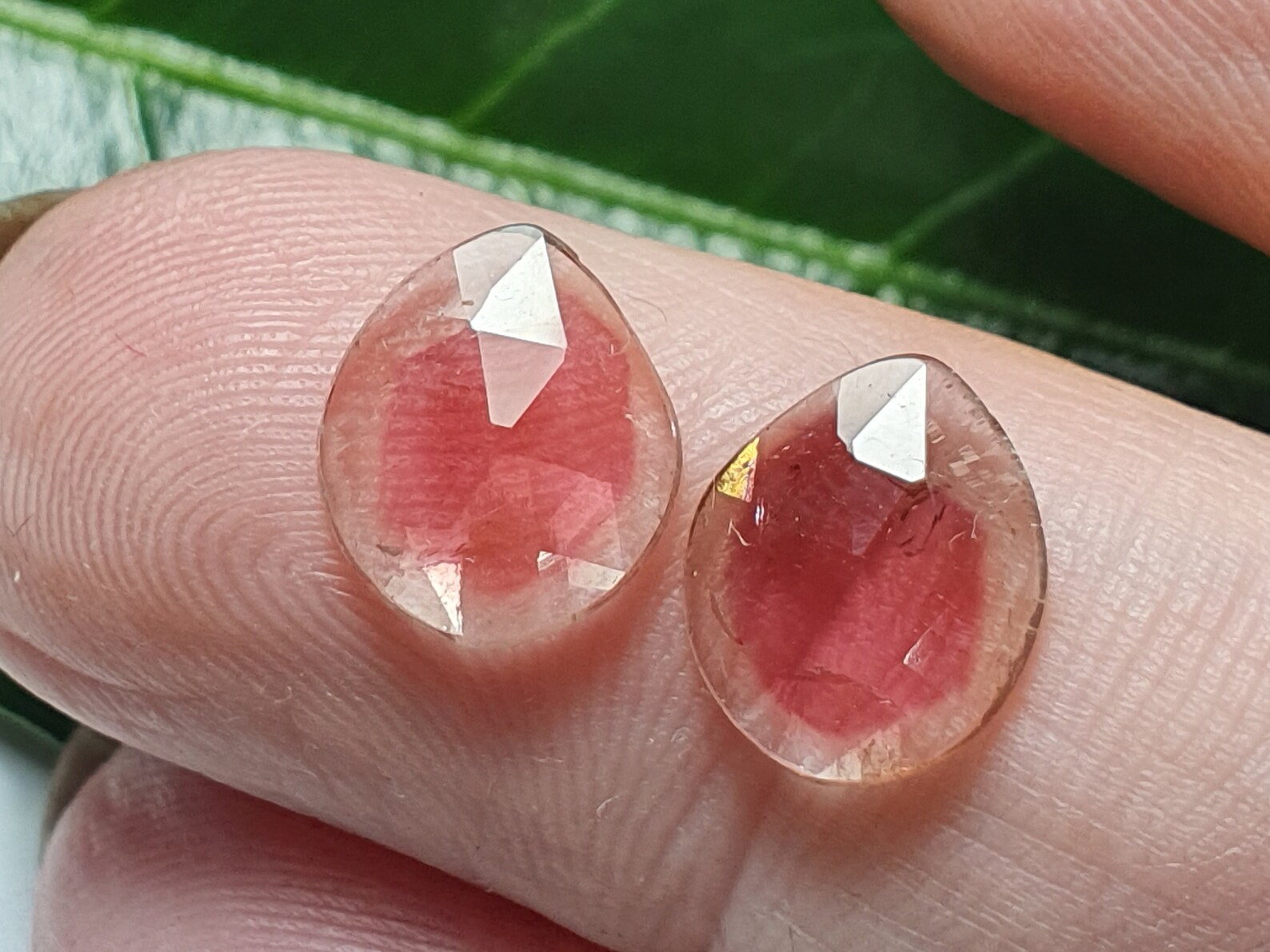 2.85ct 10.1mm Pair Watermelon Tourmaline pink green rose cut | Etsy