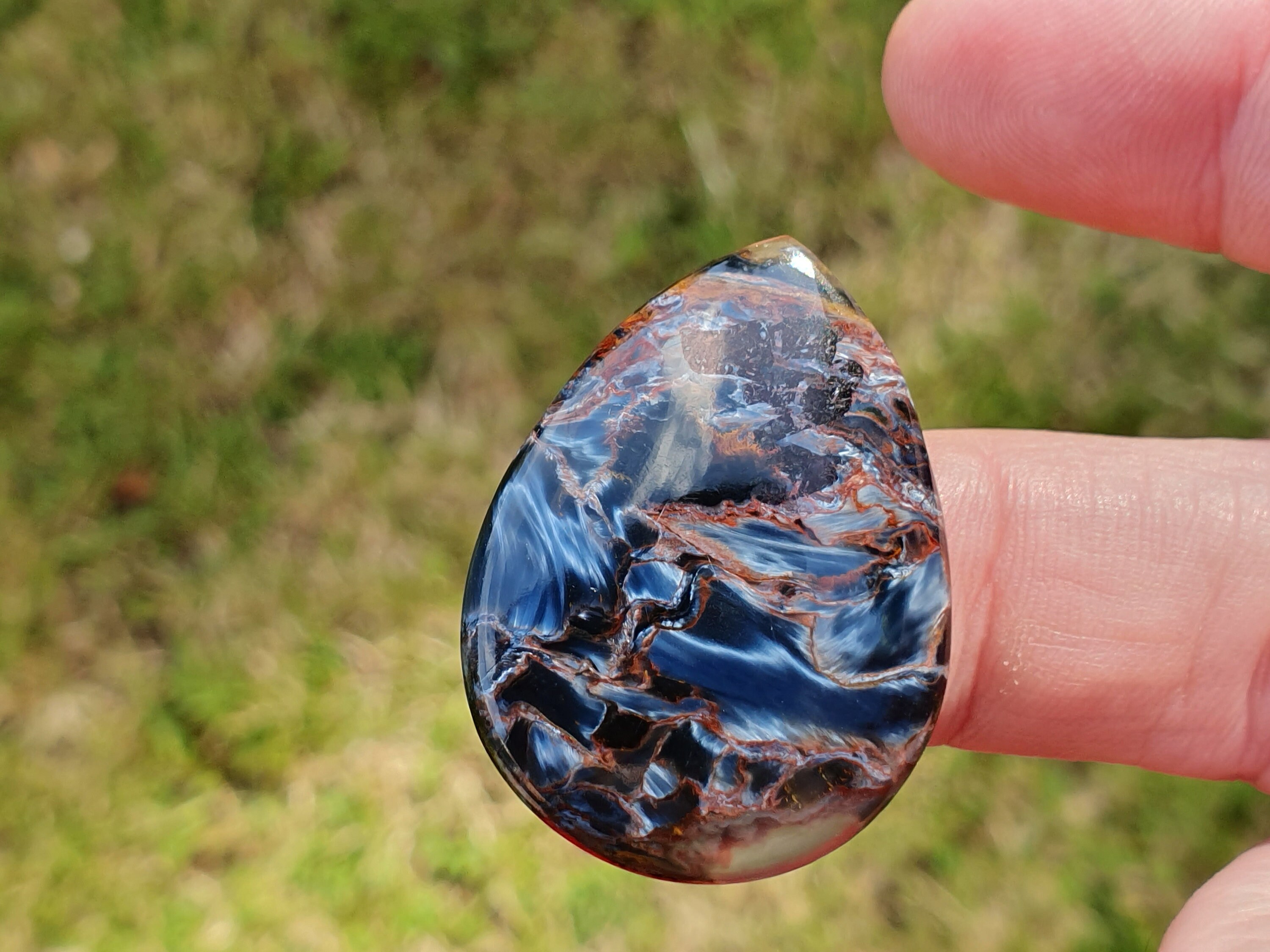 34mm Pietersite Red Blue Drop Pear Cabochon 34 by 26 by 4mm | Etsy