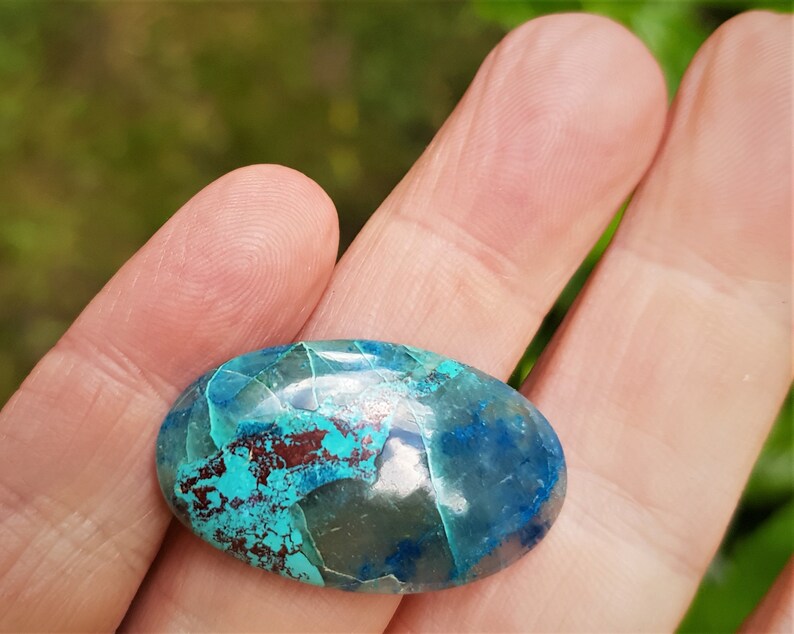 30mm Azurite Chrysocolla Cuprite Oval Shape Cabochon Blue | Etsy