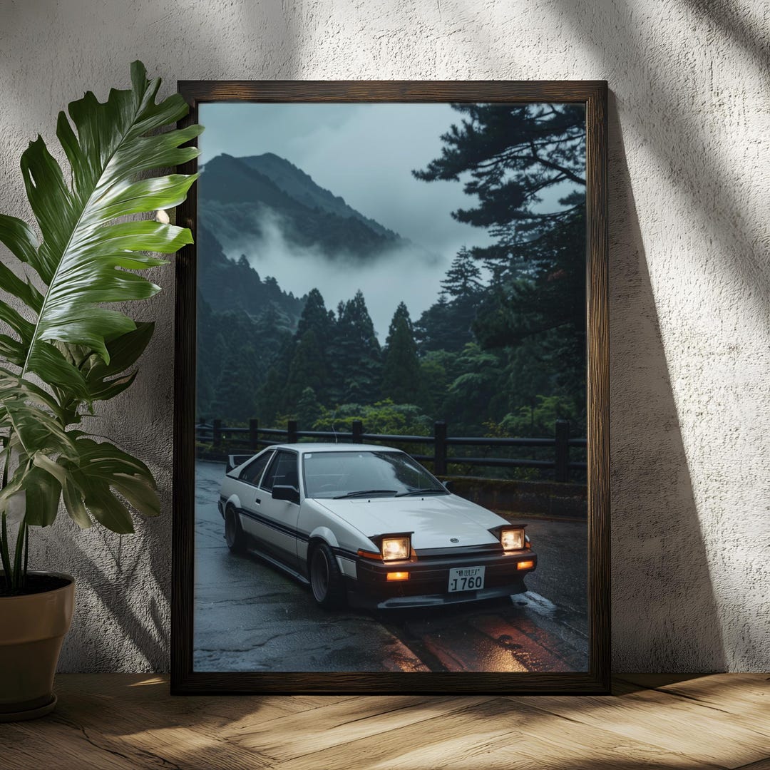 Toyota AE86 Trueno Poster | Retro JDM Drift Car Wall Art | Vintage ...