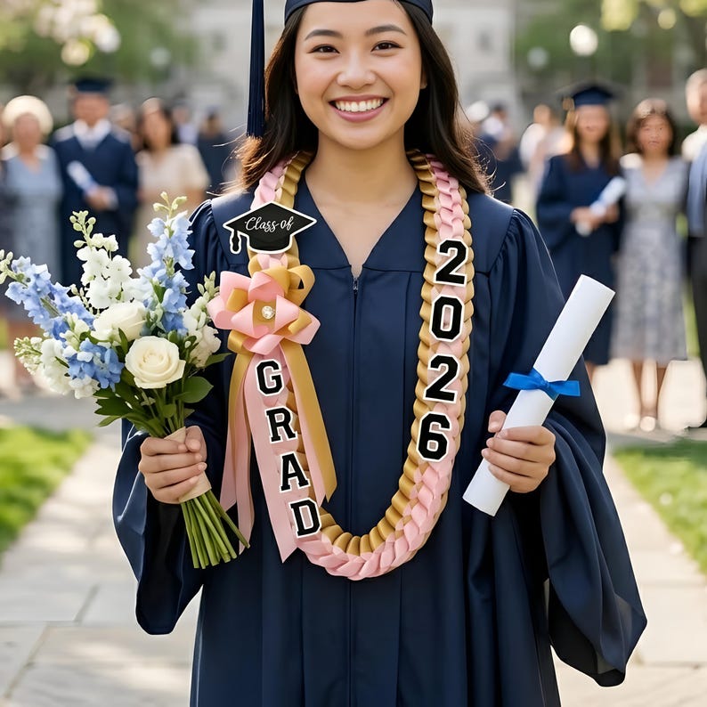 Personalized Ribbon Lei for Graduation, Custom Ribbon Lei, Unique ...