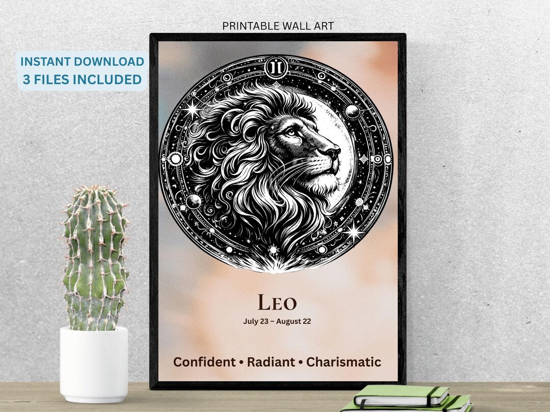 Leo Zodiac Art Print, Minimalist Horoscope Poster (digital Download) - Etsy