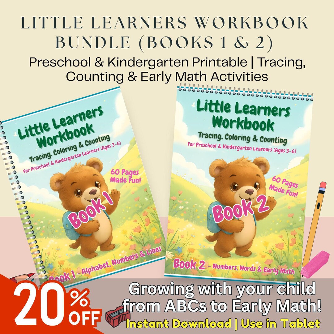 Preschool Kindergarten Workbook Bundle: Abcs, Math (printable PDF ...