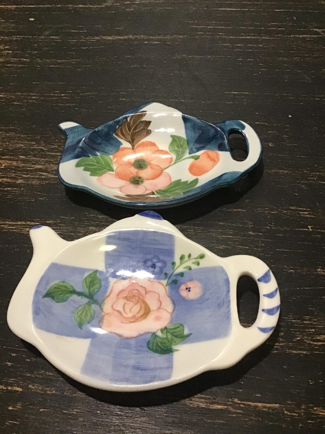 Vintage Porcelain Tea Bag Rest White Floral Teapot Shape - Etsy