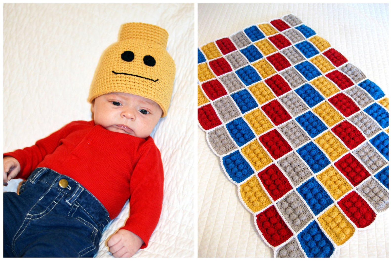 Crochet Block Blanket and Beanie Pattern - Etsy