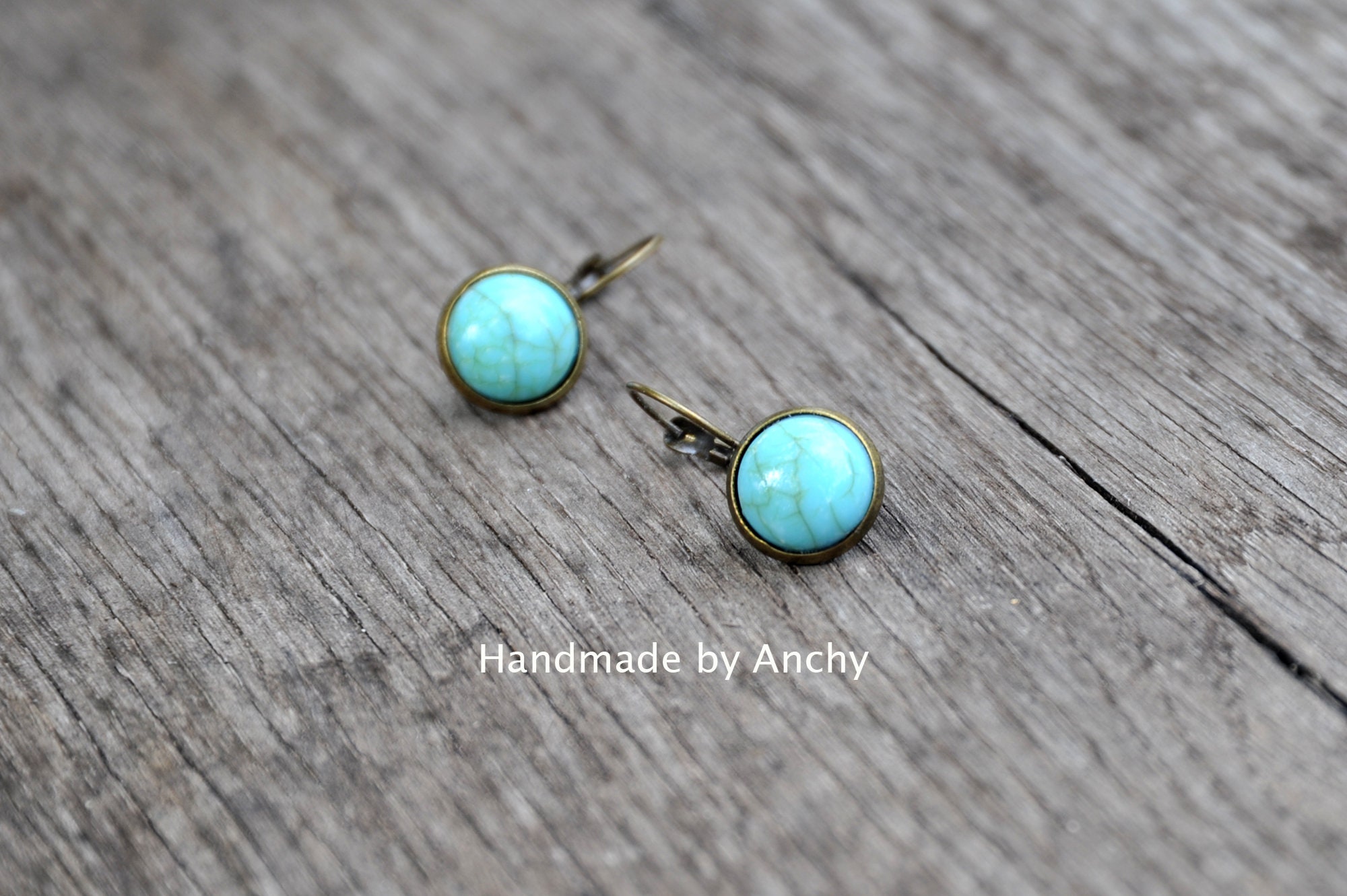 Antique Bronze Dangle Earrins With Acrylic Cabochon Cameo Cab in Mint ...