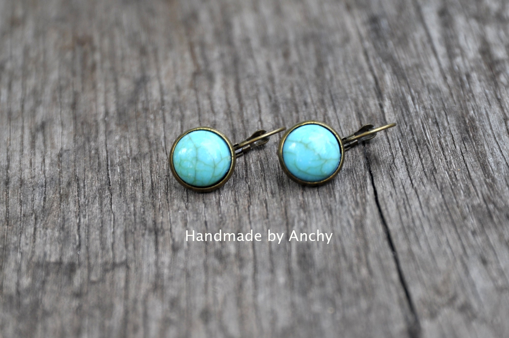 Antique Bronze Dangle Earrins With Acrylic Cabochon Cameo Cab in Mint ...