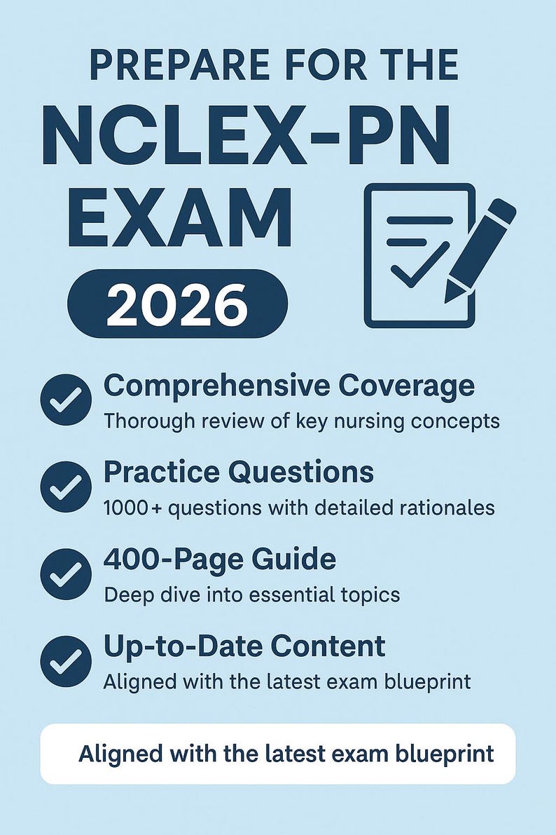 2026 NCLEX-PN Practice Questions W Detailed Rationales and Cheat Sheets ...
