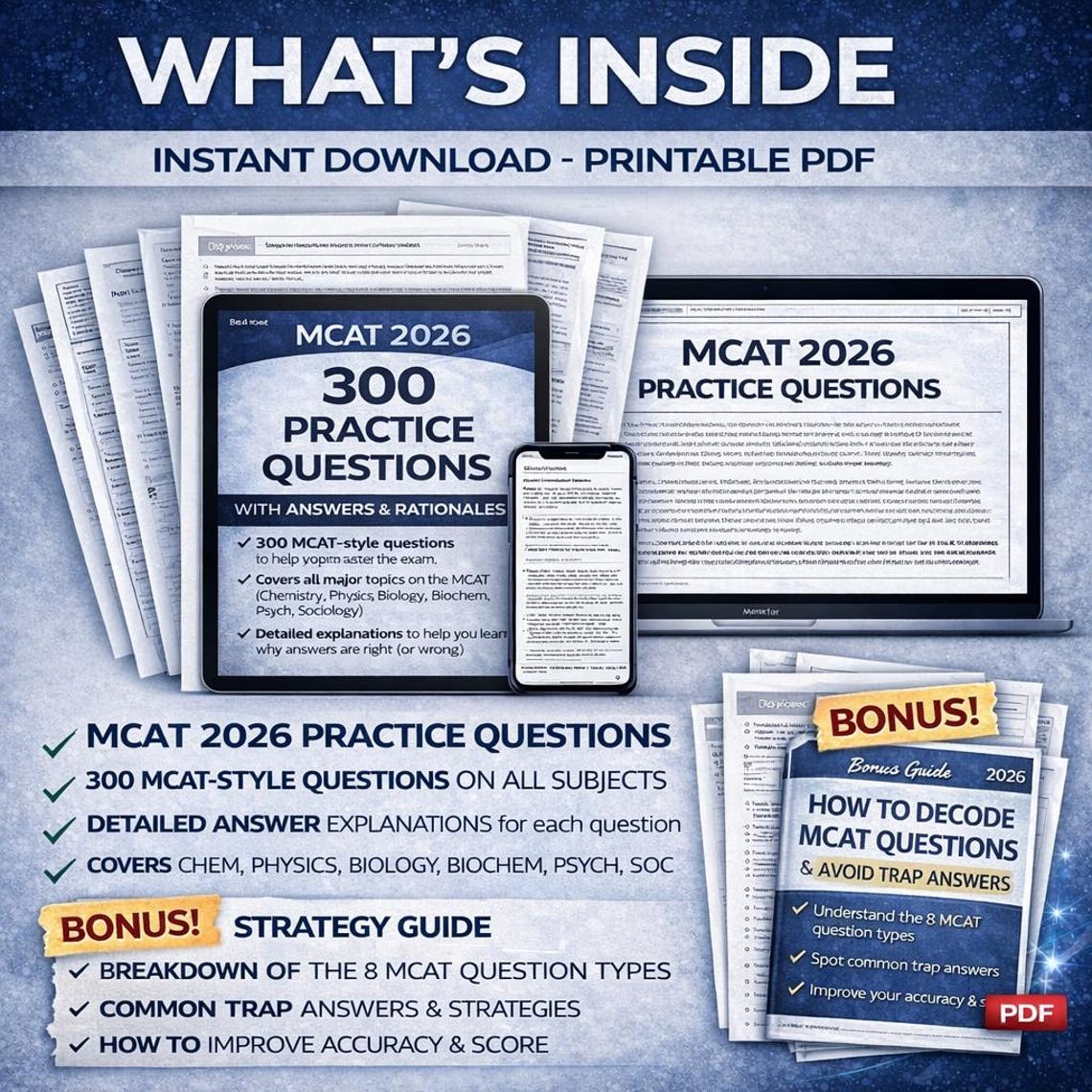 2026 MCAT Practice Questions Qbank | 300 Q&A With Detailed Rationales ...