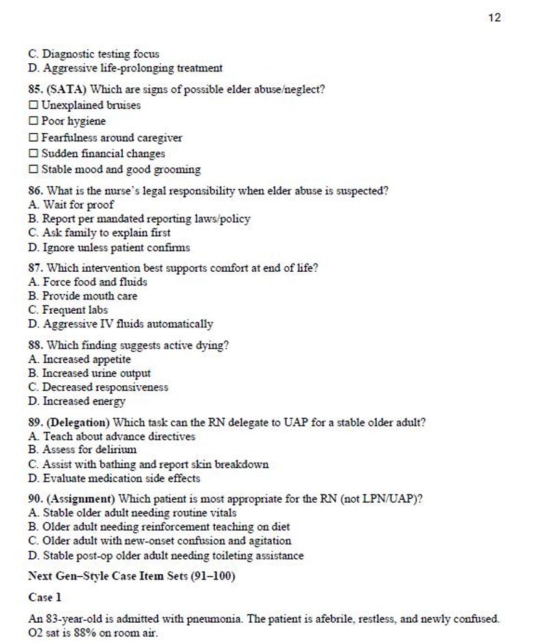 NCLEX RN Geriatrics Qbank | 100 Practice Questions With Detailed ...