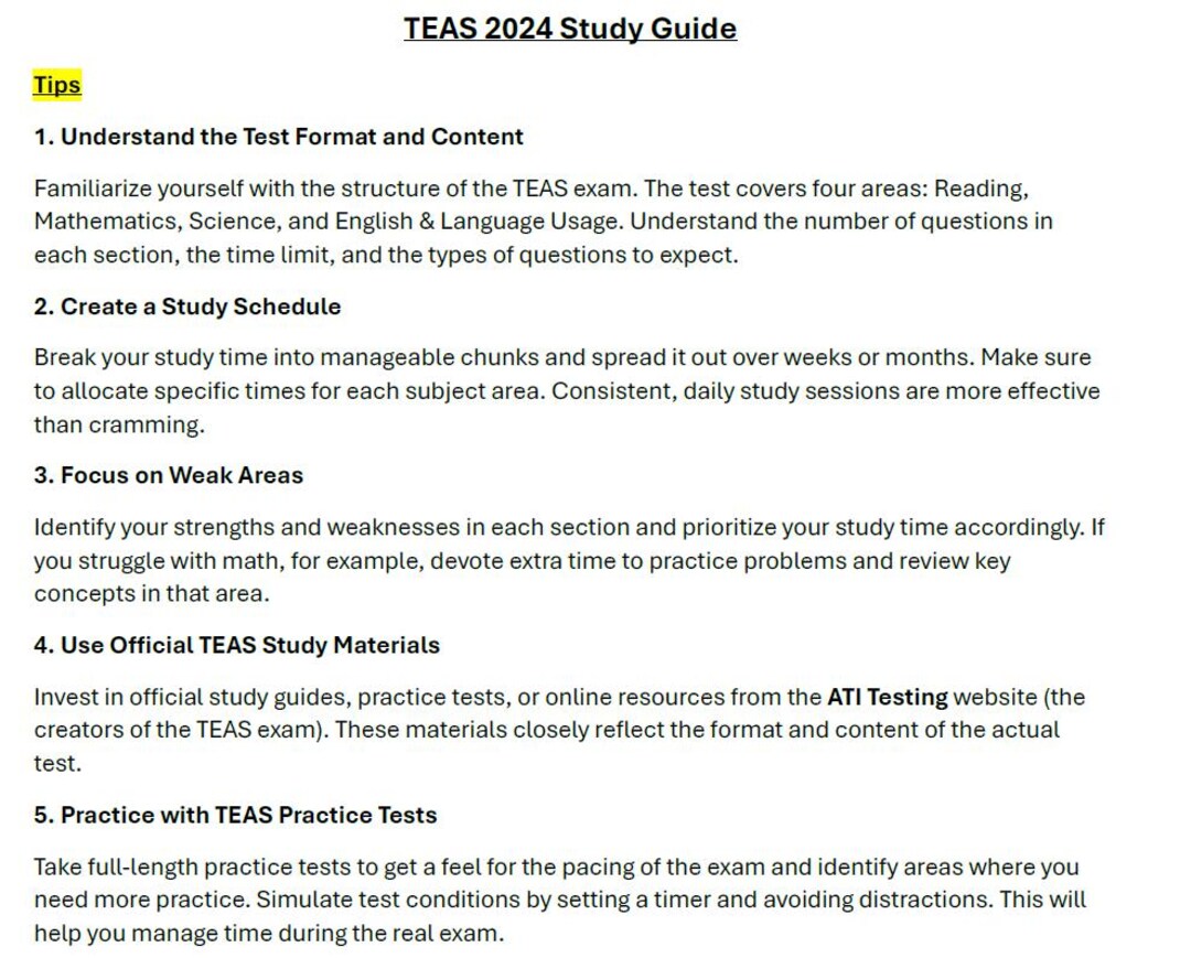 TEAS Test Guide With Practice Questions - Etsy