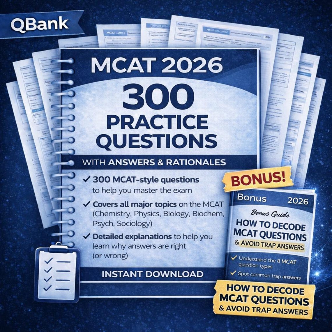 2026 MCAT Practice Questions Qbank | 300 Q&A With Detailed Rationales ...
