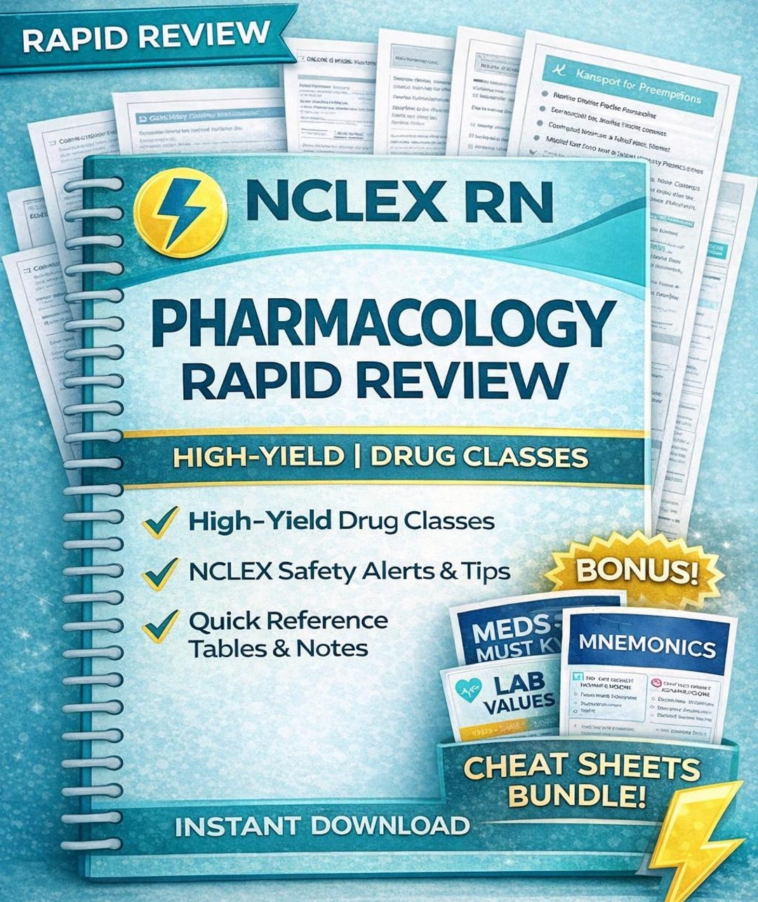 NCLEX RN Pharmacology Last Minute Rapid Review | 30 Pages High-yield ...