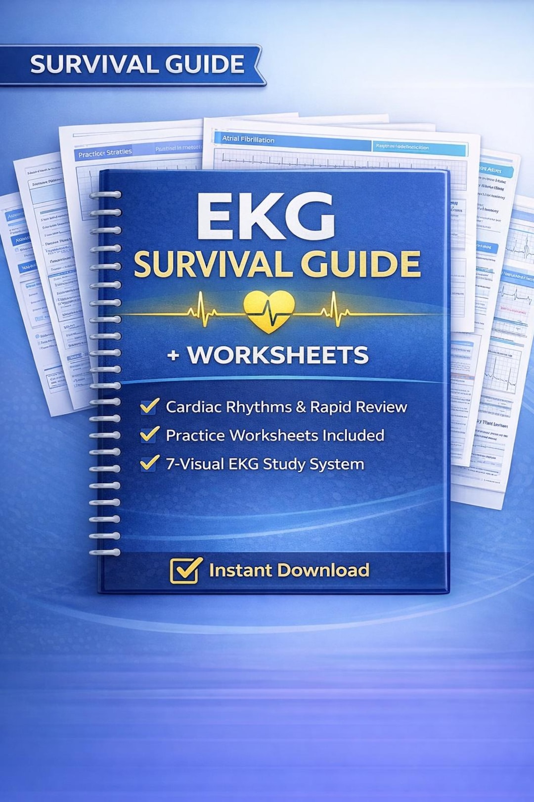 EKG Study Guide + Worksheets NCLEX Rn Pn Ekg Cardiac Rhythms, Practice ...