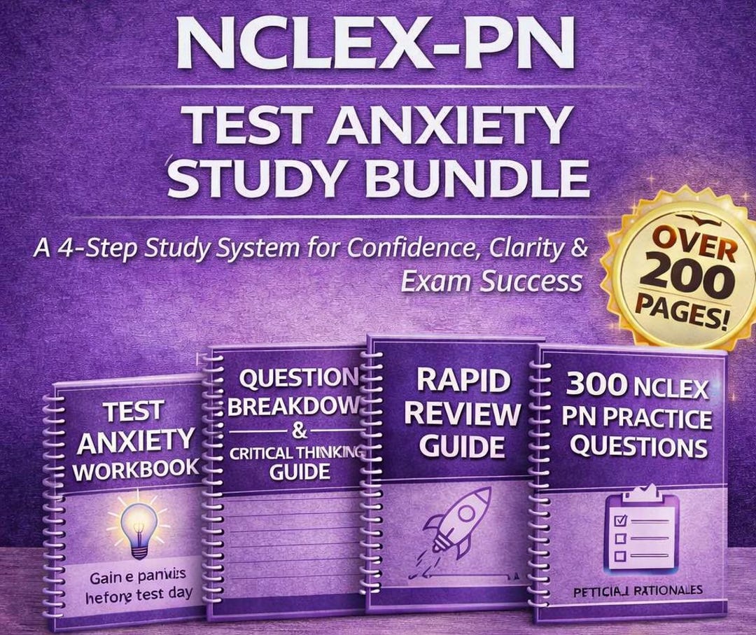 NCLEX-PN Test Anxiety Bundle +300 Practice Questions W Detailed ...
