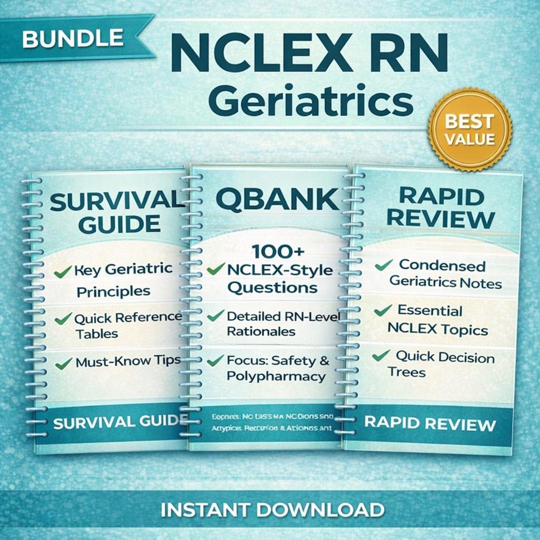 NCLEX RN Geriatrics Bundle | Study Guide + Qbank + Rapid Review | NCLEX ...