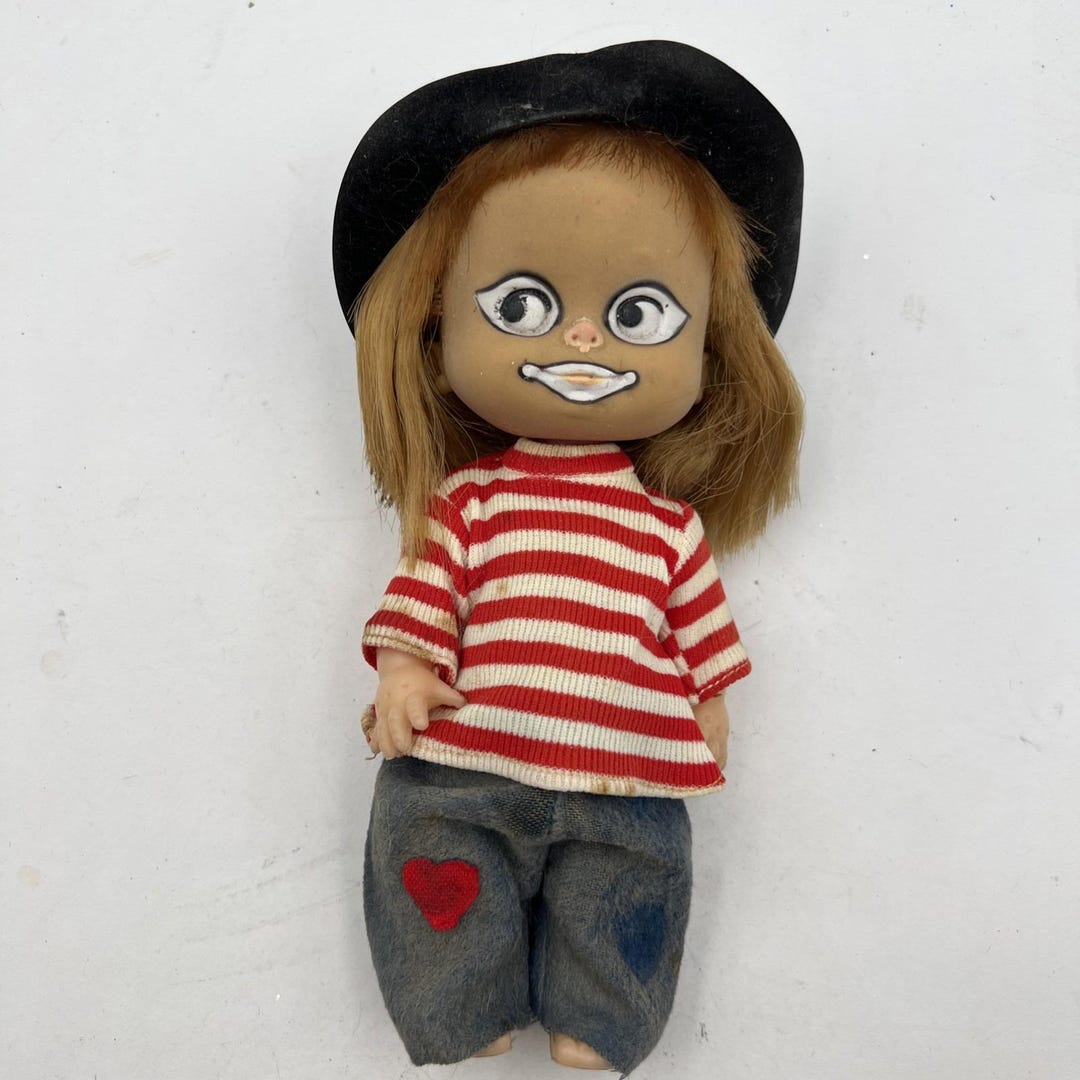 Vintage 8" Doll Clown Outfit Made Hong Kong Hat Hobo Mime 1970 - Etsy