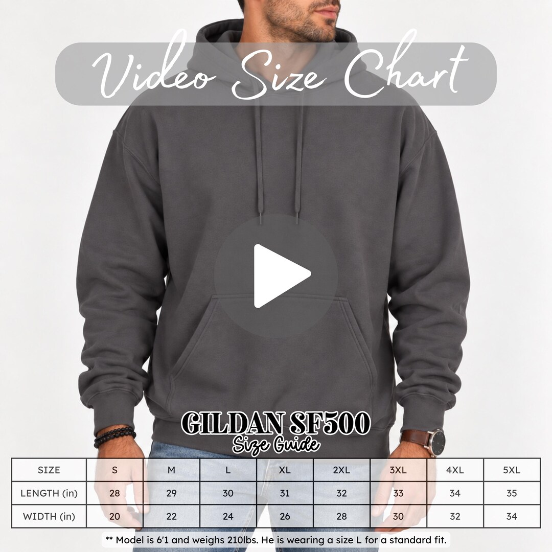 Gildan SF500 Size Chart Video Mockup – GSF500 Hoodie Sizing Guide ...