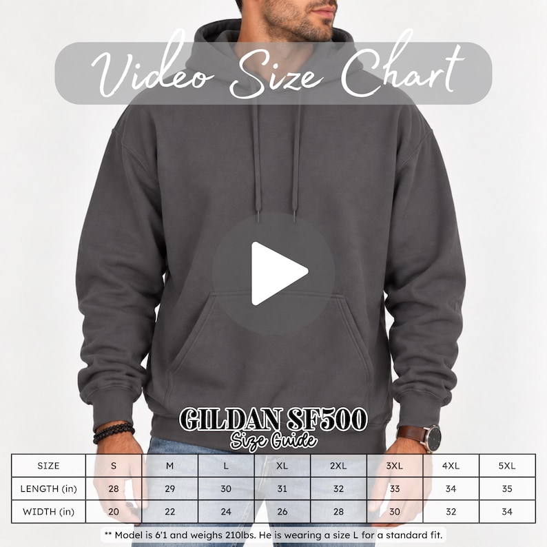Gildan SF500 Size Chart Video Mockup – GSF500 Hoodie Sizing Guide ...