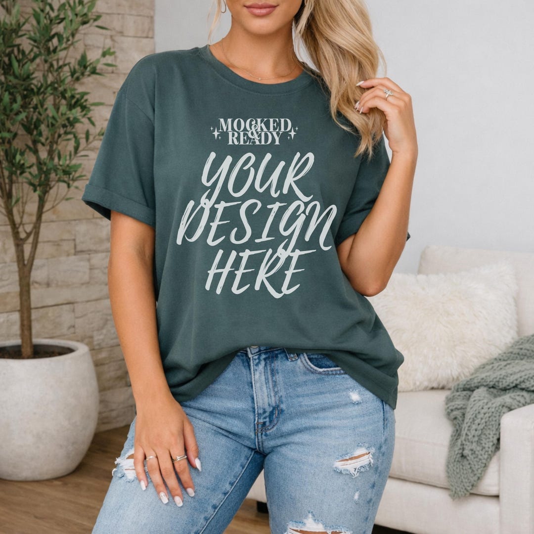 Blue Spruce Comfort Colors 1717 Mockup | CC1717 Shirt Mockup | Comfort ...