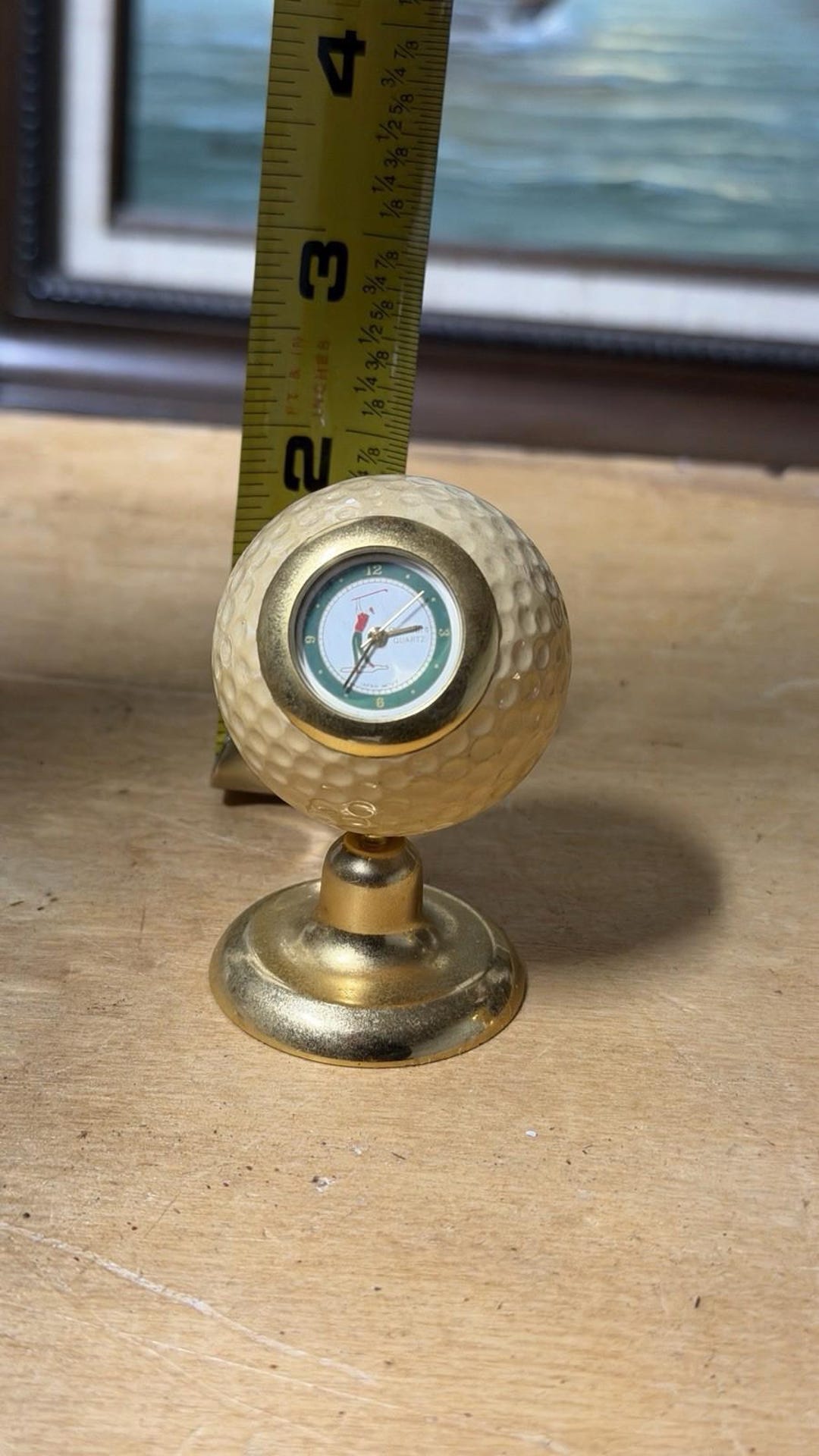 Golf Ball Desk Clock Quartz Vintage Style Brass Tone Table Decor - Etsy