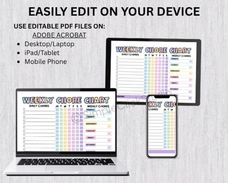 Editable Chore Chart for Kids | Printable | Kids Daily Weekly ...