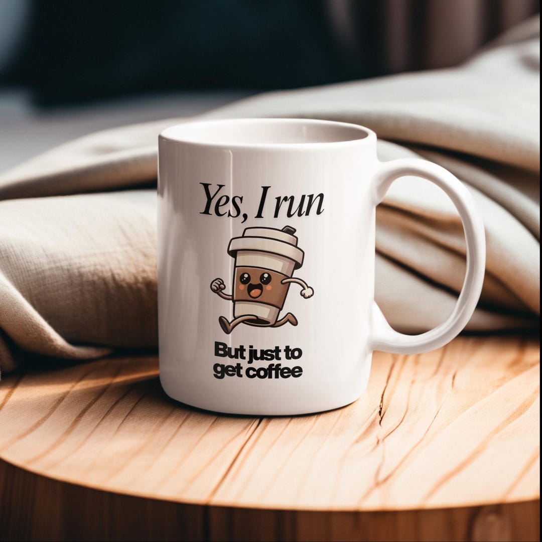 Funny Runner Coffee Mug – Yes I Run for Coffee, Caffeine Lover Gift ...