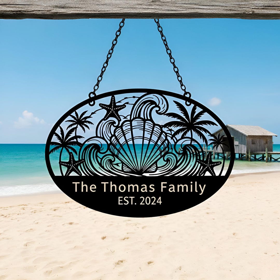 Personalized Beach House Metal Sign – Custom Family Name Sign With ...