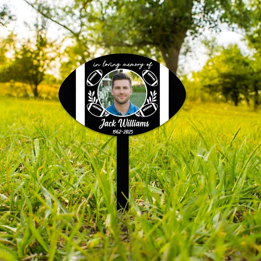 Football Memorial Grave Marker, Personalized in Loving Memory Photo ...