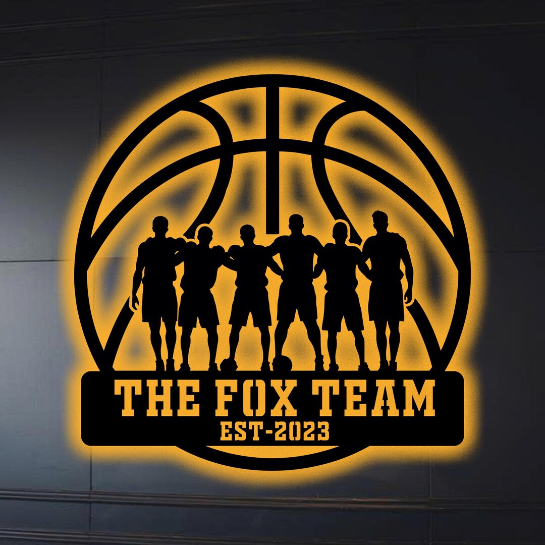 Personalized Basketball Team LED Sign: Custom Metal Wall Art - Etsy