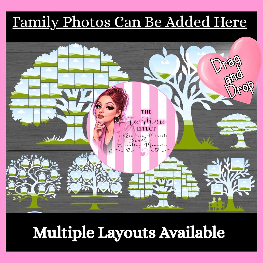 Family Tree Photo Collage Template, Drag and Drop Layouts (digital) - Etsy