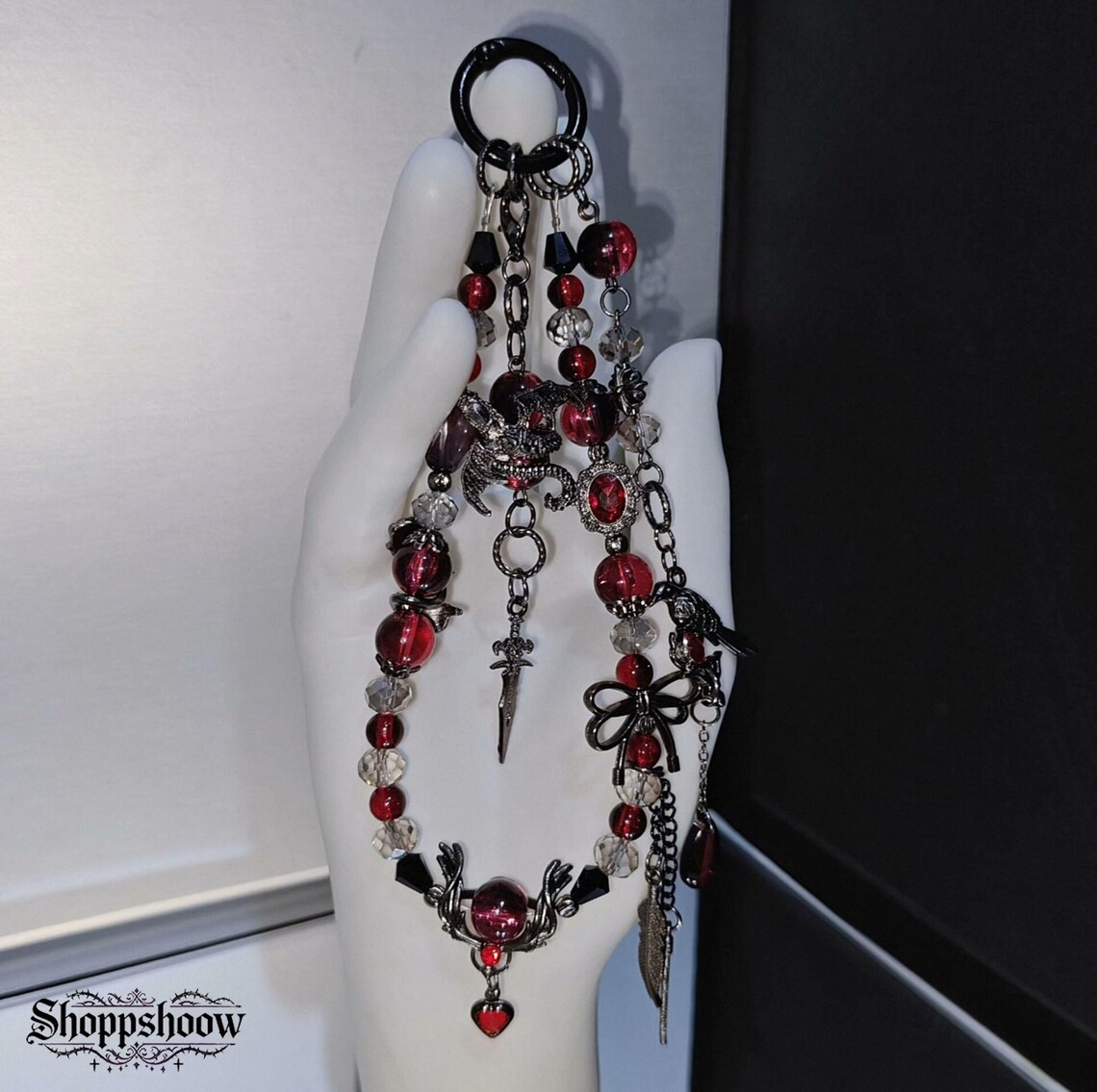 Sylus Red Heart Sword Dragon Raven Bracelet, Love and Deepspace Cosplay ...