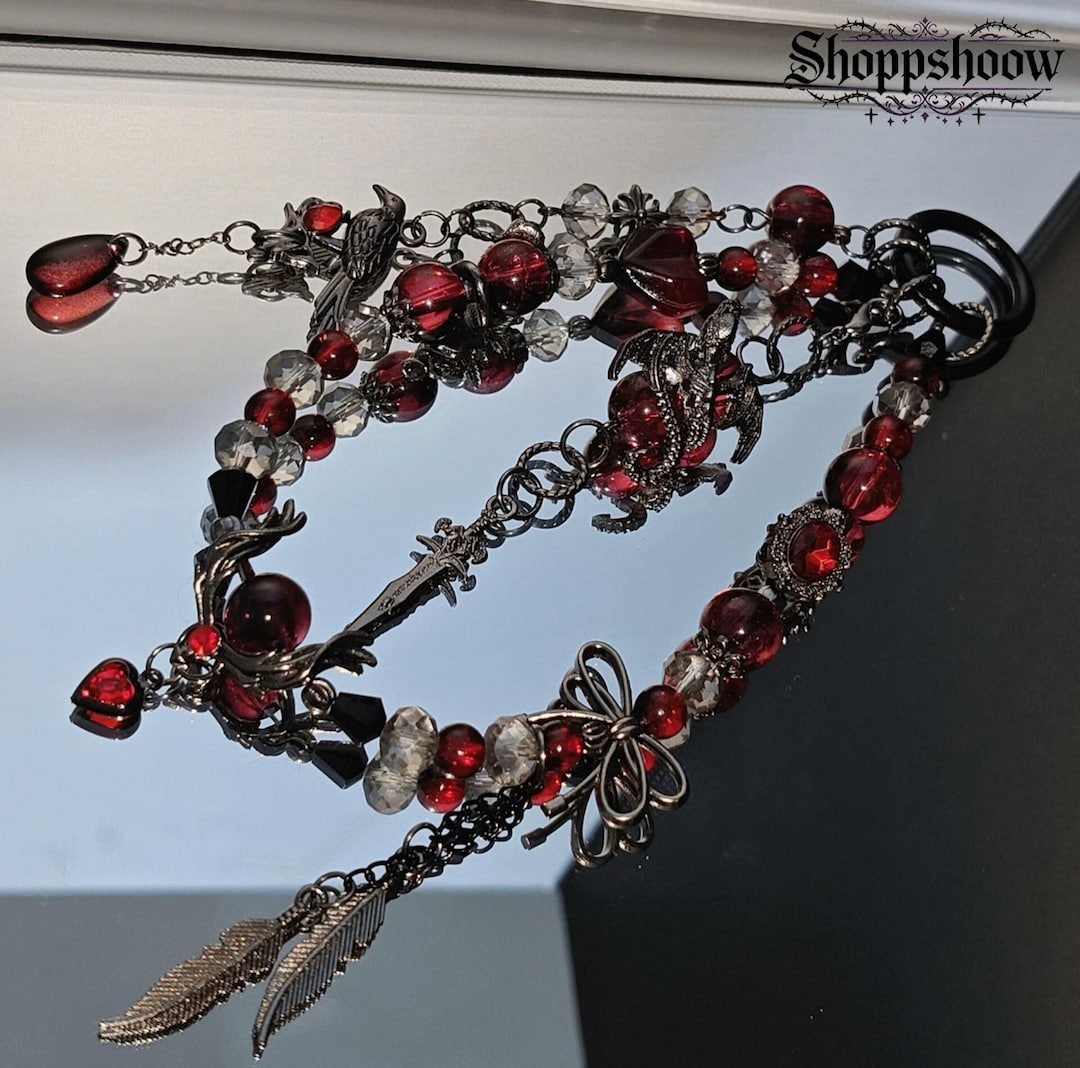 Sylus Red Heart Sword Dragon Raven Bracelet, Love and Deepspace Cosplay ...