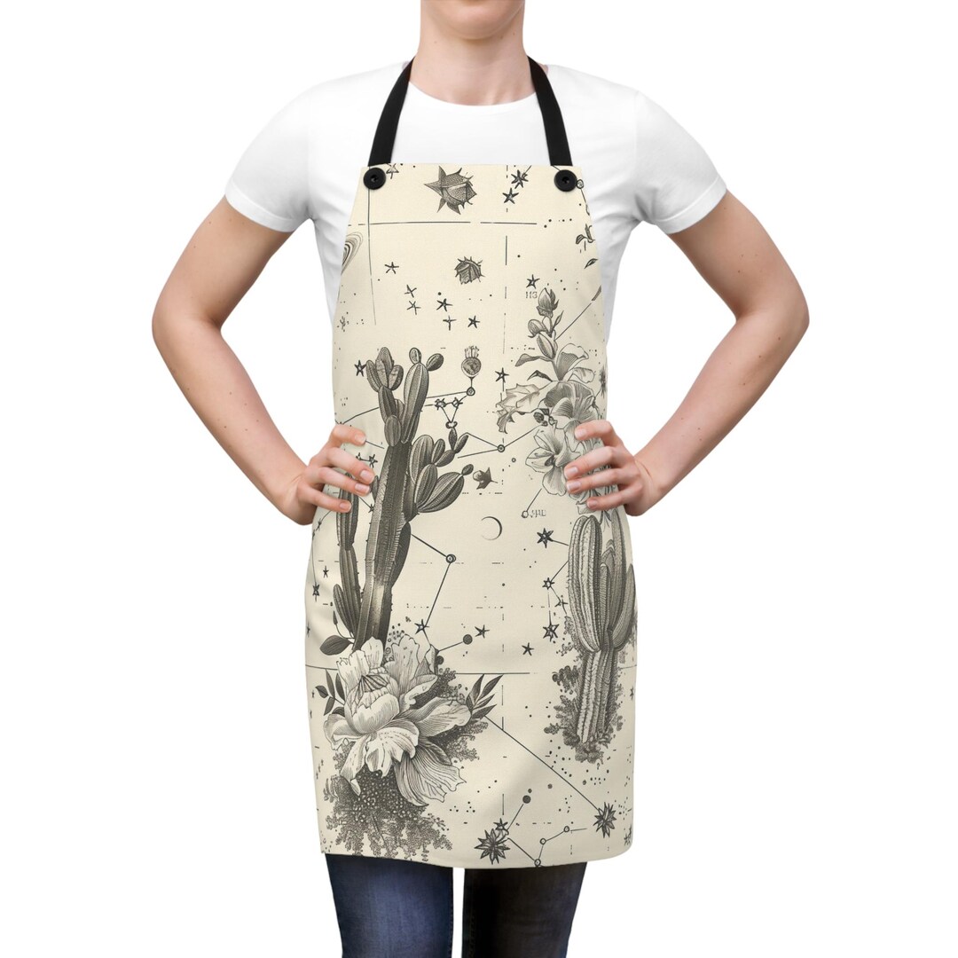 Celestial Cactus Apron: Boho Kitchen Cooking Apron, Astrology Gift - Etsy