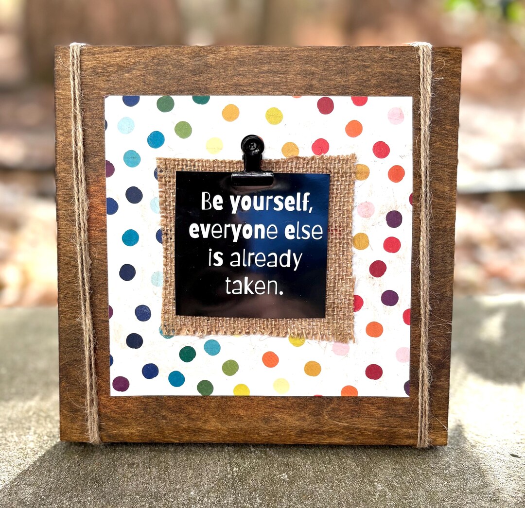 Wooden Panel Polka Dot Boho Picture Frame Burlap - Etsy