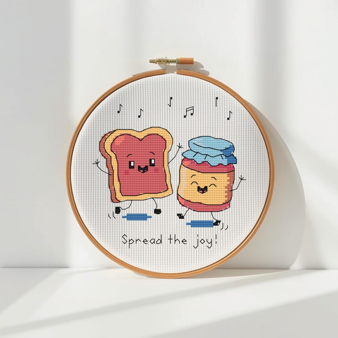 Dancing Toast & Jam Cross Stitch Pattern, Kitchen Decor (PDF, Pattern ...