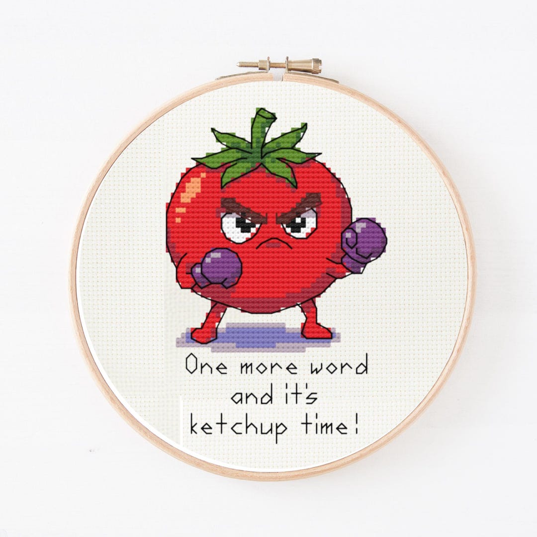 Boxing Tomato Modern Cross Stitch Pattern PDF Download - 44 X 68 ...